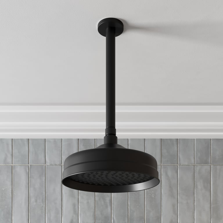 Park Lane Ceiling Mounted Traditional Rain Shower Head – 200mm Black