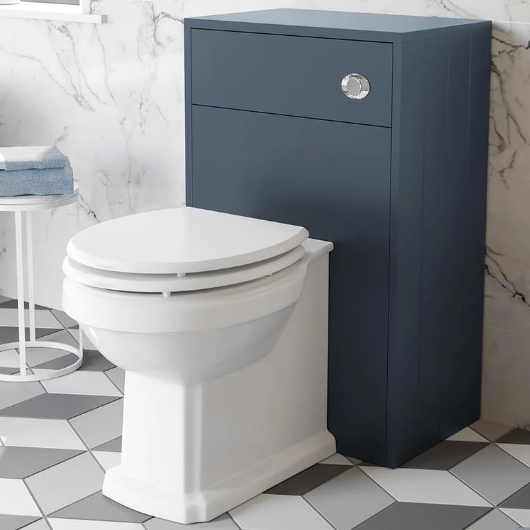 Park Lane Winchester Blue Back to Wall Toilet Unit & Round Toilet - 500 ...