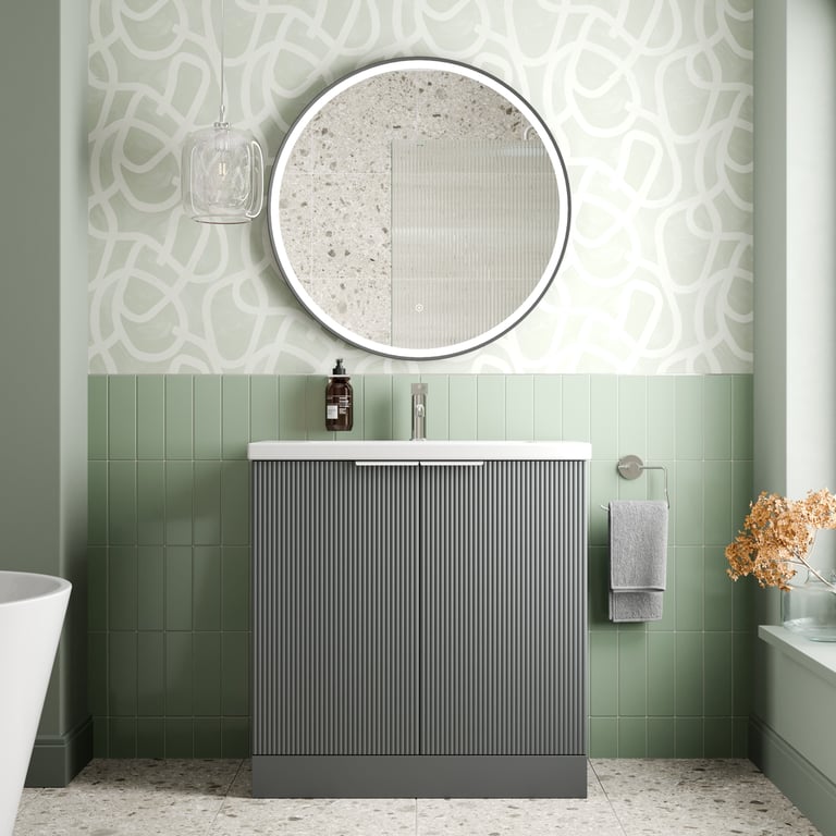 Artis Fluted Freestanding Grey Vanity Unit - 800mm