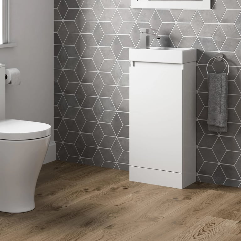 Artis Centro White Gloss Cloakroom Vanity Unit & Basin - 400mm Width