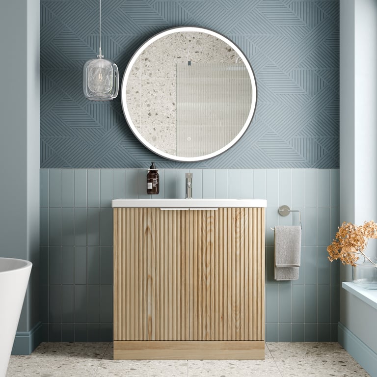 Artis Fluted Freestanding Wood Vanity Unit - 800mm