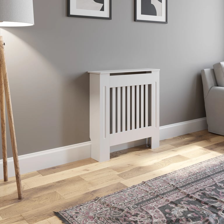DuraTherm White Radiator Cover - Small - Vertical Slat Style 780mm