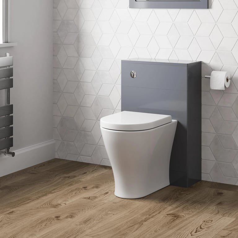 Artis Grey Gloss Concealed Cistern Unit & Arles Toilet - 500mm Width ...