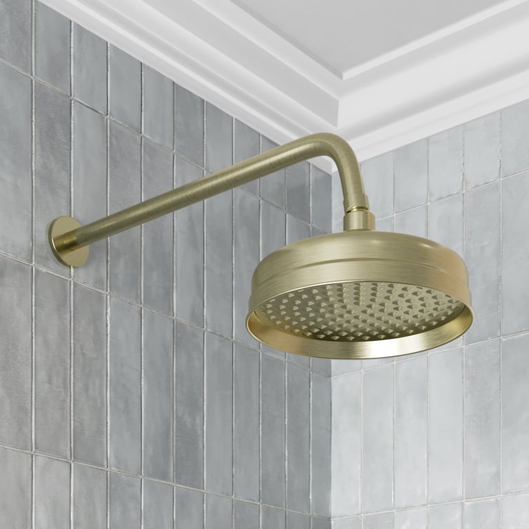 Park Lane Wall Mounted Traditional Rain Shower Head – 200mm Brushed Brass
