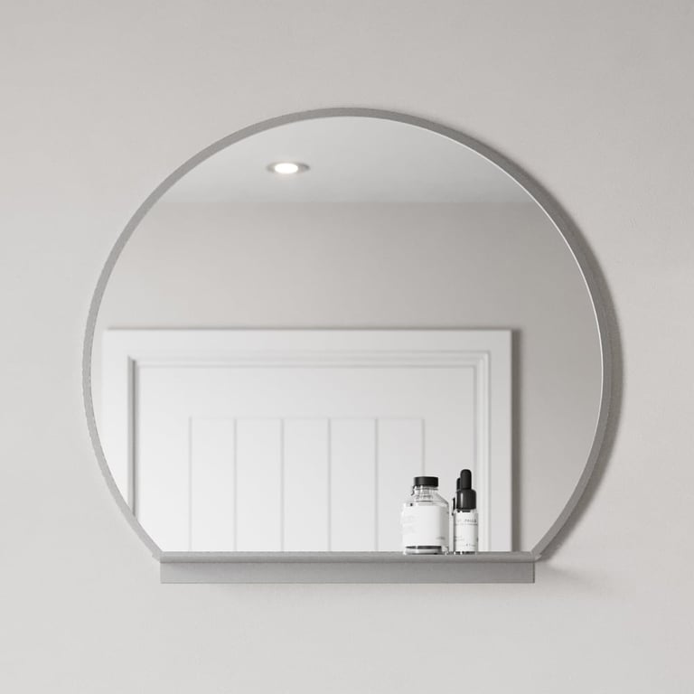 Vale Designs Round Bathroom Mirror with Shelf 600mm Chrome