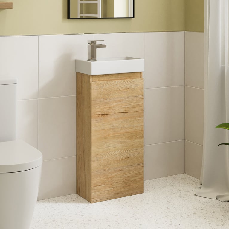 Artis Centro Oak Freestanding Cloakroom Vanity Unit & Basin 400mm