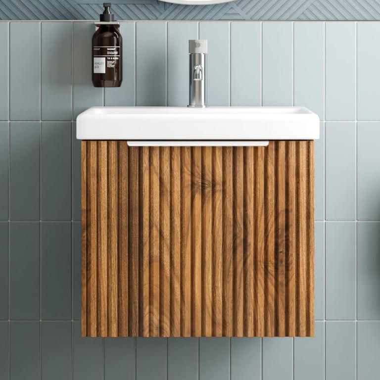 Artis Fluted Walnut Wall Hung Vanity Unit 500mm