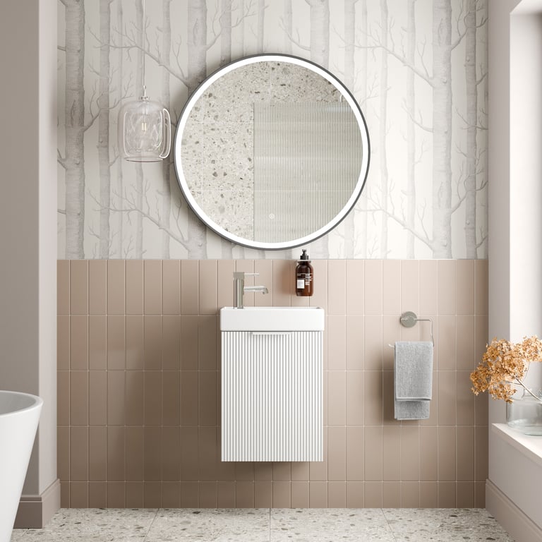 Artis Fluted Wall Hung White Vanity Unit - 400mm