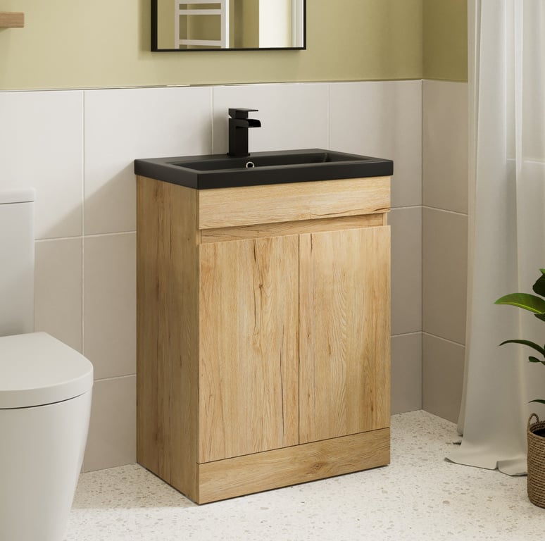 Artis Centro Oak Freestanding Bathroom Vanity Unit & Basin 600mm