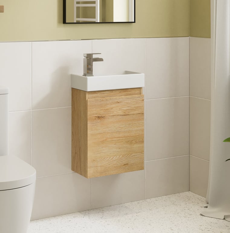 Artis Centro Oak Wall Hung Cloakroom Vanity Unit & Basin 400mm