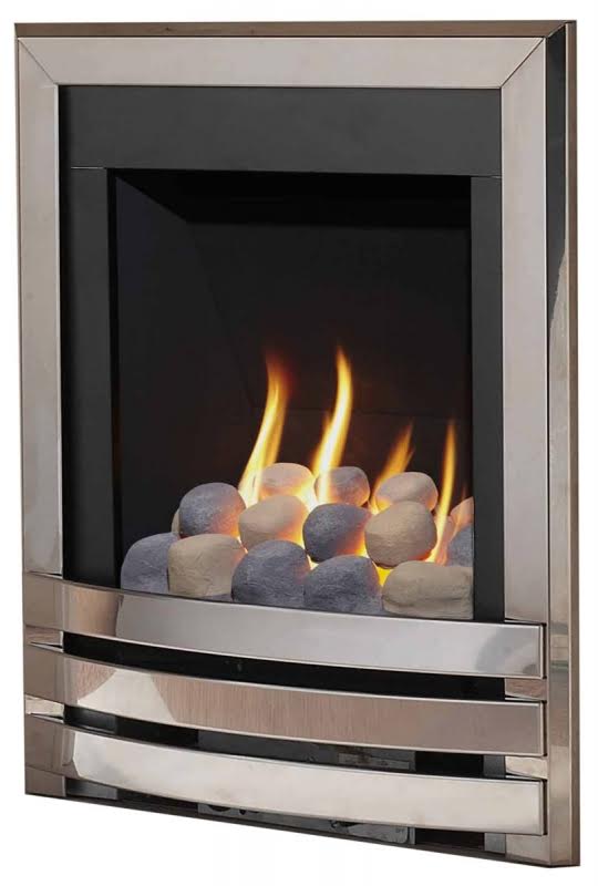 Flavel Windsor Contemporary Pebble Gas Fire Polished Silver