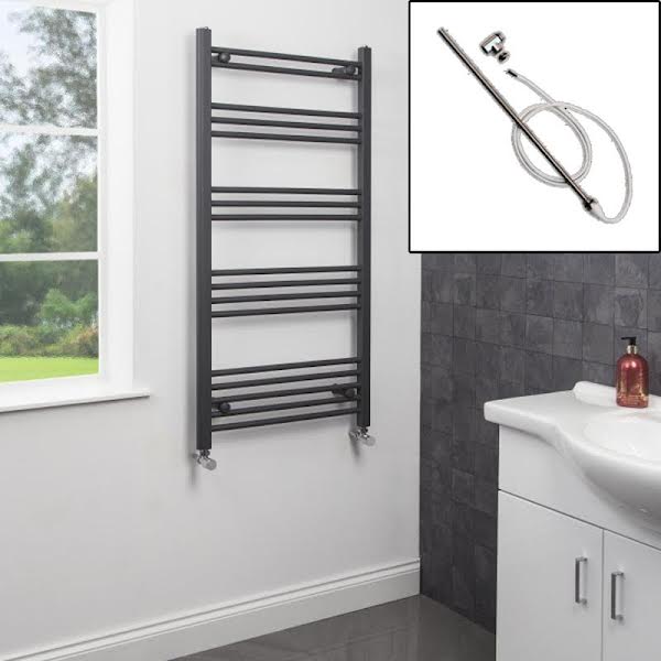 DuraTherm Dual Fuel Anthracite Heated Towel Rail 1200 x 600mm Flat Manual
