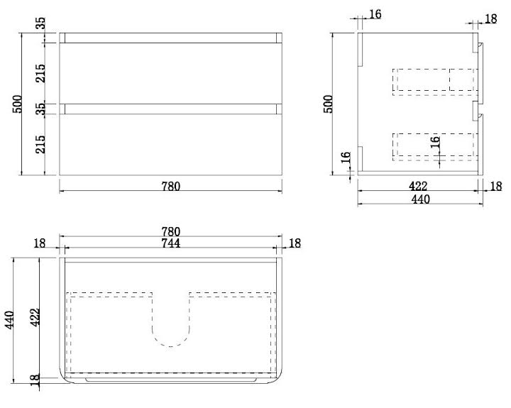 Regis Forma Wood Wall Hung Vanity Unit & Basin - 800mm