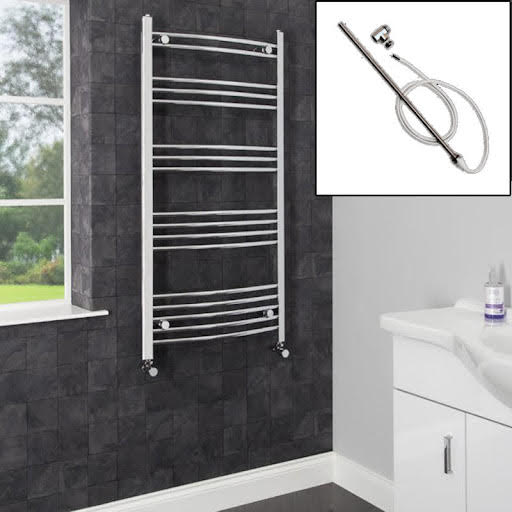 Dual Fuel Heated Towel Rail 1200 x 600mm Curved Manual