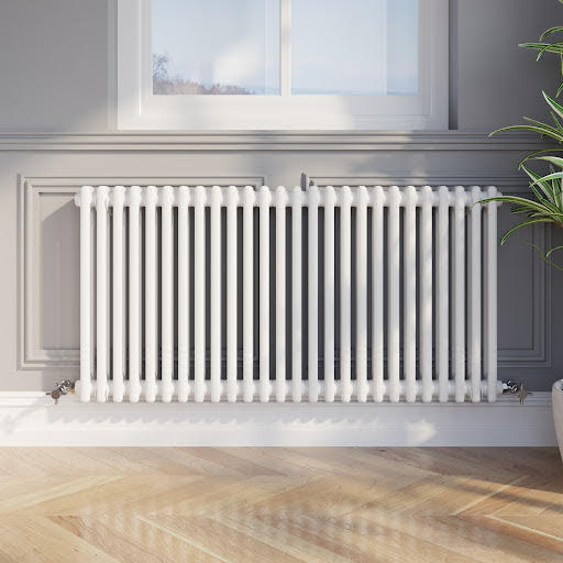Park Lane Traditional Colosseum Double Bar Column Radiator White 600 x ...