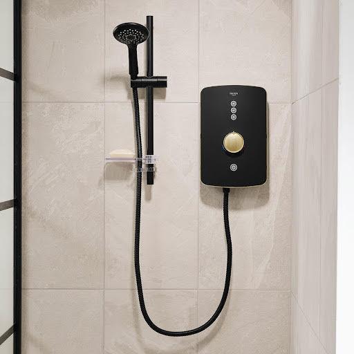 Triton Amala Electric Shower Matt Black & Brushed Brass 8.5kW - REAMA87