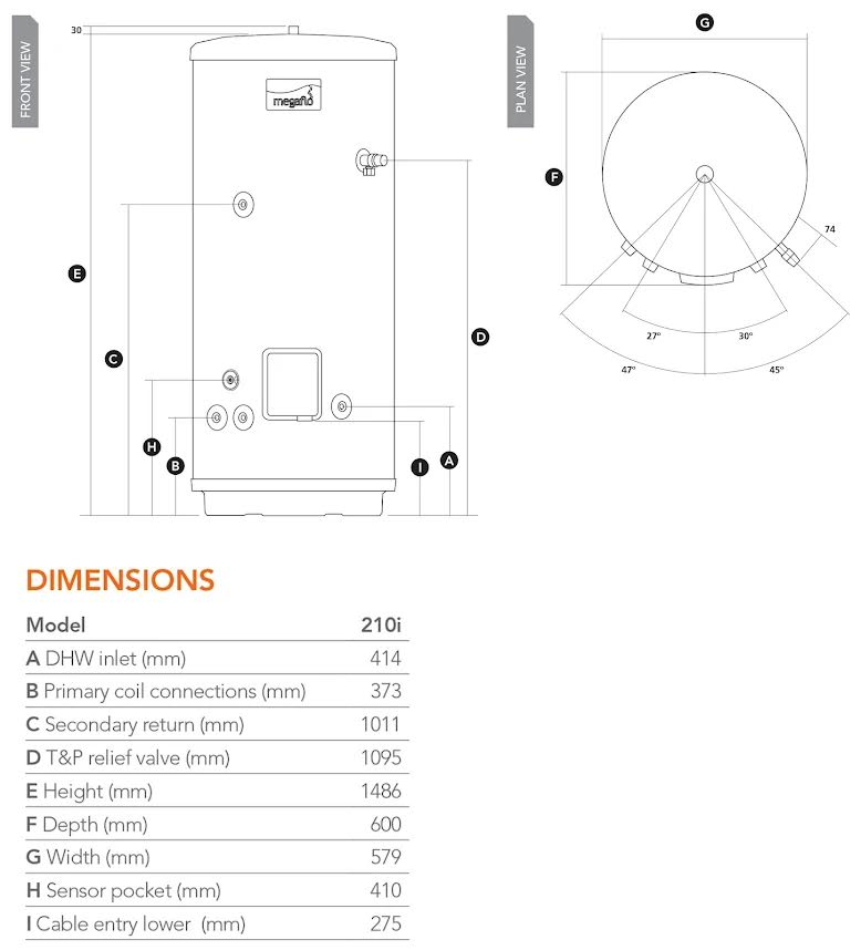 Heatrae Sadia Megaflo Eco 250i 2 Indirect Unvented Cylinder