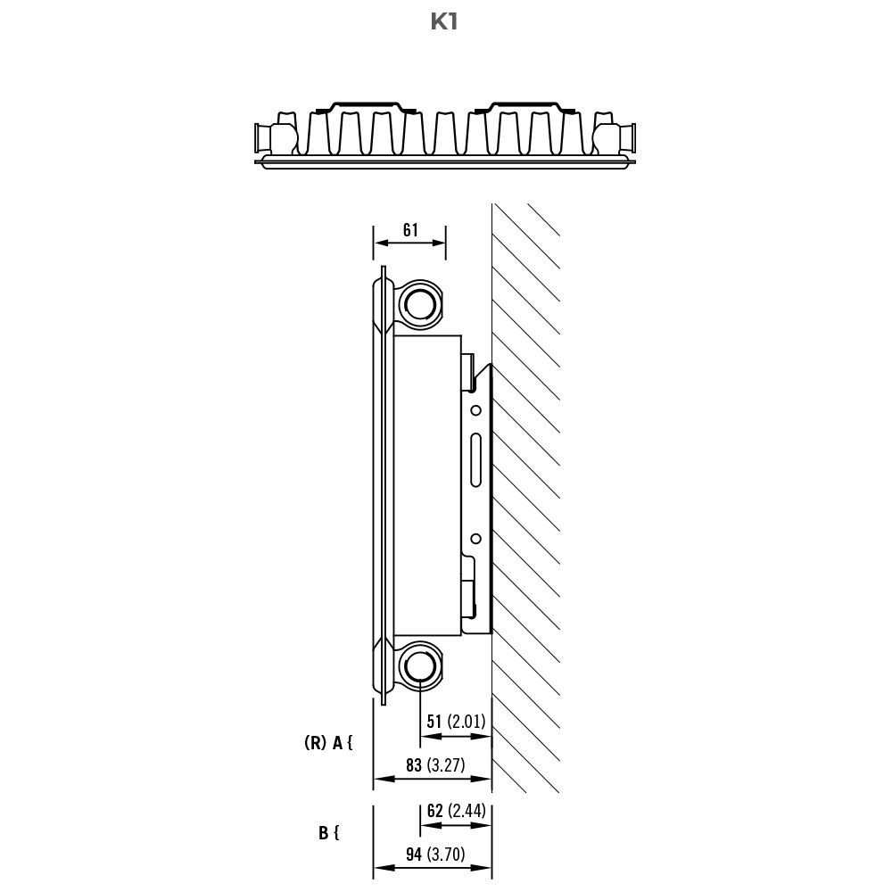 Stelrad Elite K1 Radiator 600mm x 700mm Single Panel Single Convector ...
