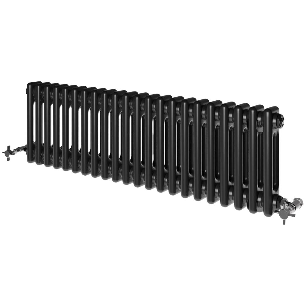 Park Lane Traditional Colosseum Double Bar Column Radiator Black - 300 ...