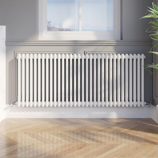 Park Lane Traditional Colosseum Double Bar Column Radiator White 600 x ...
