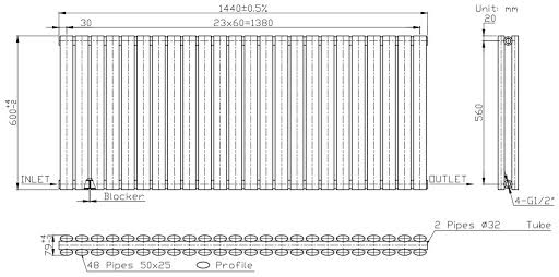 DuraTherm Horizontal Oval Tube Double Panel Designer Radiator - 600 x ...