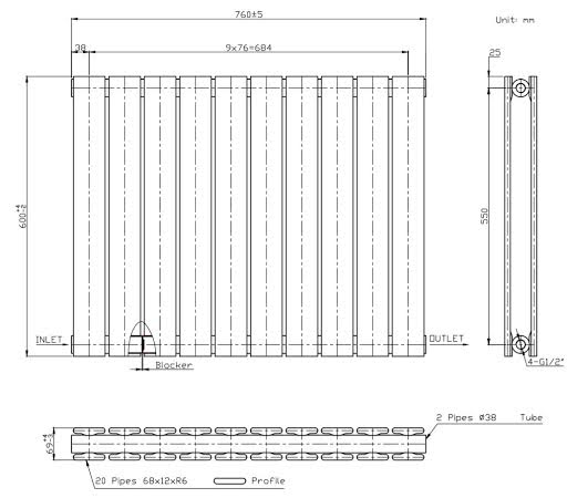 DuraTherm Horizontal Double Flat Panel Designer Radiator - 600 x 760mm ...