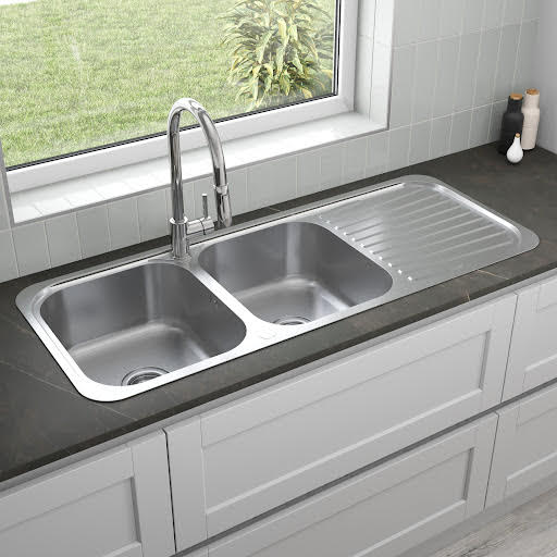 Sauber Inset Stainless Steel Kitchen Sink - 2 Bowl